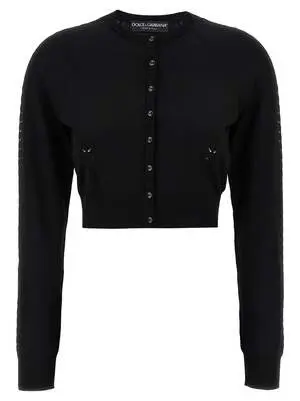 Dolce & Gabbana Viscose Cropped Cardigan With Crew Neck
