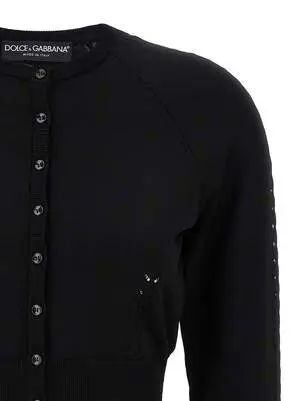 Dolce & Gabbana Viscose Cropped Cardigan With Crew Neck