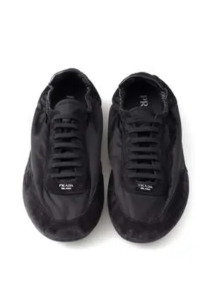 Prada Re-nylon And Suede Elasticized Sneakers - Black