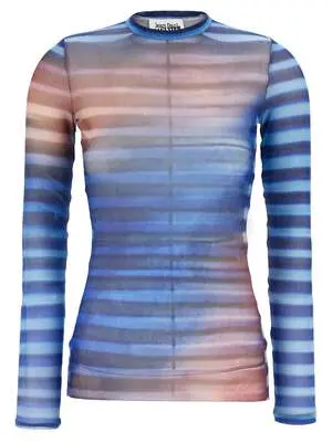 JEAN PAUL GAULTIER Air" Print Stretch Tulle Top - Multicolor