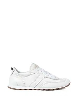 Brunello Cucinelli BRUNELLO CUCINELLI White Leather Logo Lace-Up Sneakers Multicolor