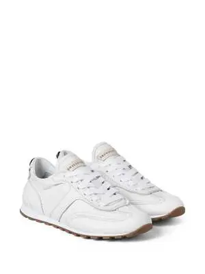 Brunello Cucinelli White Leather Logo Lace-up Sneakers - Multicolor