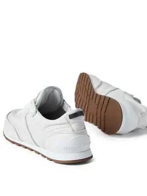 Brunello Cucinelli White Leather Logo Lace-up Sneakers - Multicolor
