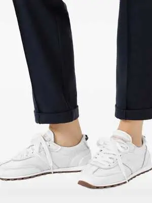 Brunello Cucinelli White Leather Logo Lace-up Sneakers - Multicolor