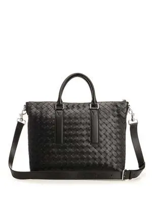 Bottega Veneta Soft Leather Business Bag With Intrecciato Pattern