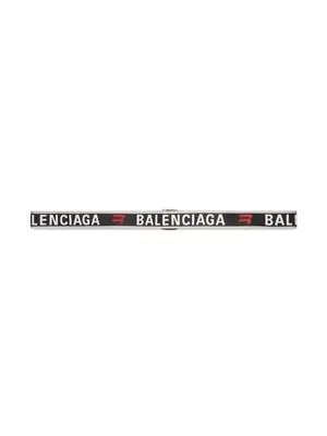 Balenciaga Logo Jacquard D-ring Belt - Gray