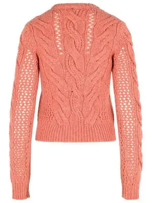 Sportmax Radio Crewneck Sweater With Wool Blend Braids - Pink