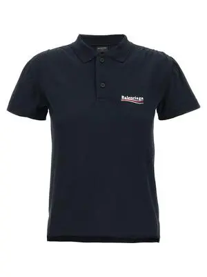Balenciaga Piqué Delavé Logo Embroidered Polo Shirt