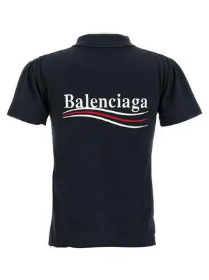 Balenciaga Piqué Delavé Logo Embroidered Polo Shirt