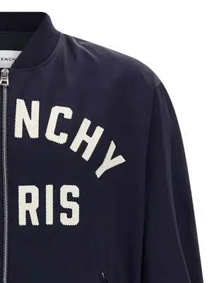 Givenchy Logo Patch Bomber Jacket - Blue