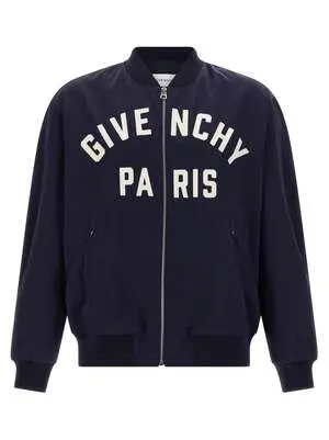 Givenchy Logo Patch Bomber Jacket - Blue