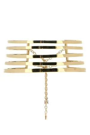 Amina Muaddi Gold Tone Embellished Chain Necklace - Multicolor