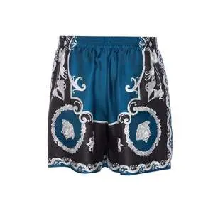 Versace Hall Of Heroes" Print Silk Bermuda Shorts - Blue