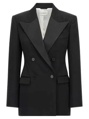 Givenchy Double-breasted Satin Lapel Blazer - Black
