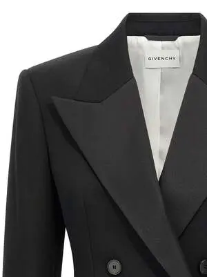 Givenchy Double-breasted Satin Lapel Blazer - Black