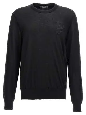 Dolce & Gabbana Cashmere Sweater With Embroidered Logo - Black