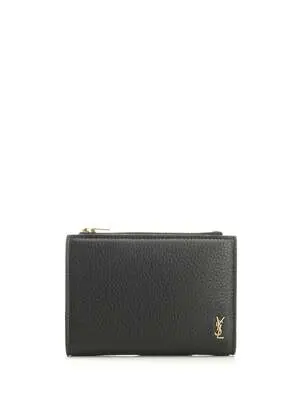 Saint Laurent Tiny Cassandre Bi-fold Wallet - Black
