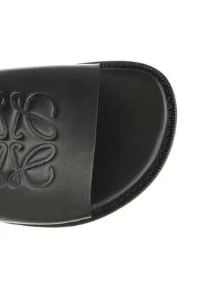 Loewe Calfskin Slide Anagram Sandals - Black