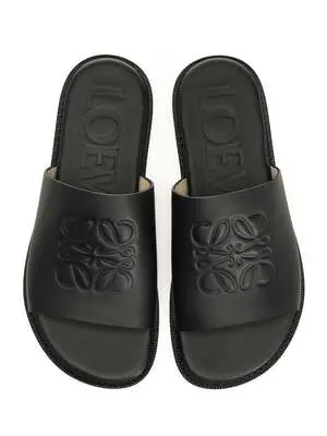 Loewe Calfskin Slide Anagram Sandals - Black