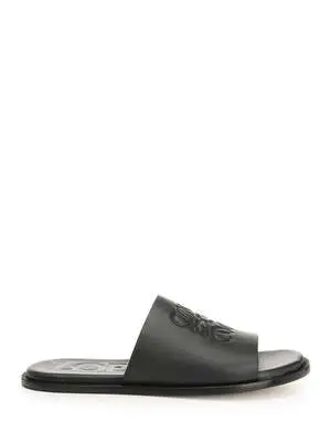 Loewe Calfskin Slide Anagram Sandals - Black