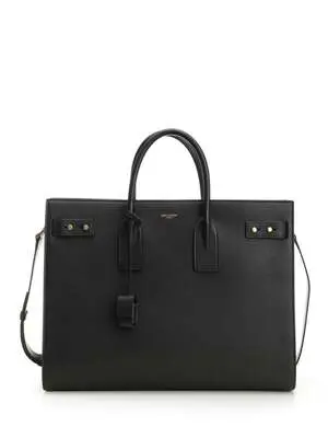 Saint Laurent Large Sac De Jour Bag In Grained Leather - Black