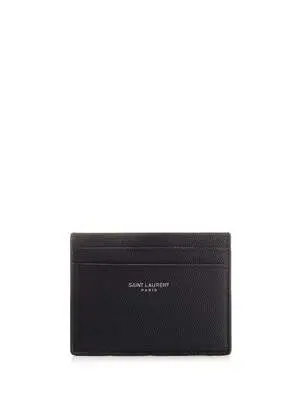Saint Laurent Card Holder With Printed Logo - Black