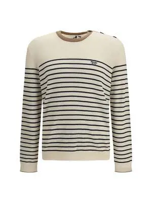 Prada Jacquard Wool And Cotton Blend Sweater With Striped Knit - Multicolor