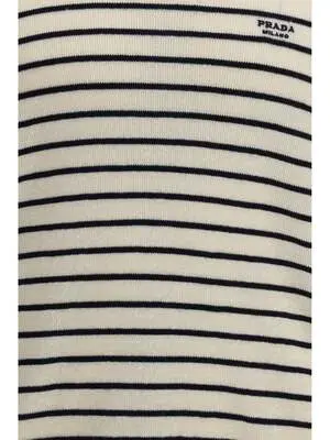 Prada Jacquard Wool And Cotton Blend Sweater With Striped Knit - Multicolor