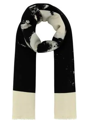 Alexander McQueen Ivory Silk Blend Scarf