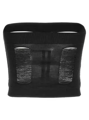 Rick Owens Tanja Wool Knit Bandeau Top With Cut-out And Fringe Details