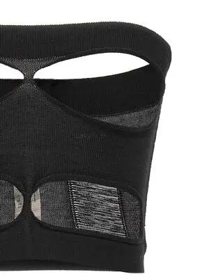Rick Owens Tanja Wool Knit Bandeau Top With Cut-out And Fringe Details