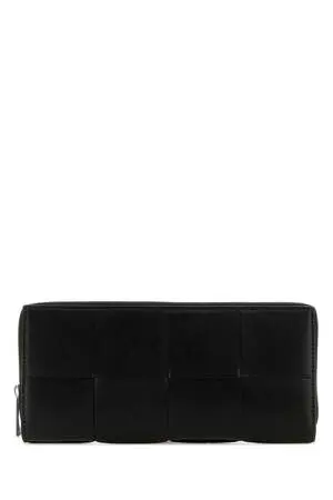 Bottega Veneta Leather Intrecciato Wallet - Black