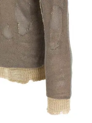 DIESEL® K-daianeris Jacquard Distressed Linen Blend Sweater - Gray