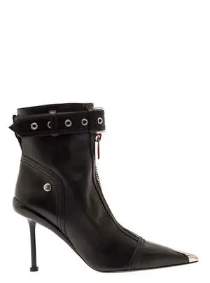 Alexander McQueen Leather Ankle Boots With Buckle And Zip Closure - Multicolor