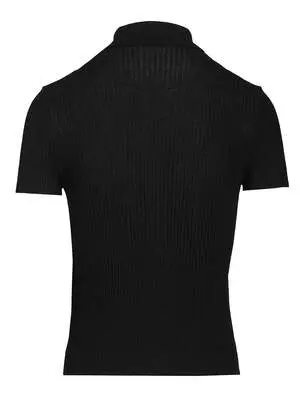 Balenciaga Ribbed Viscose And Cotton Shirt With Embroidered Logo