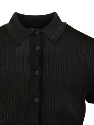 Balenciaga Ribbed Viscose And Cotton Shirt With Embroidered Logo