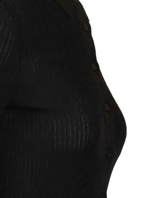 Balenciaga Ribbed Viscose And Cotton Shirt With Embroidered Logo