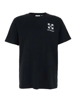 Off-White Cotton Crew Neck T-shirt With Front Logo