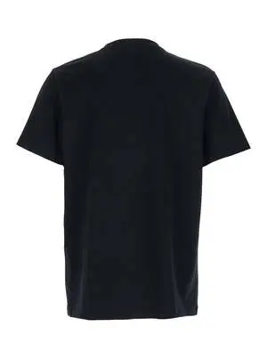 Off-White Cotton Crew Neck T-shirt With Front Logo