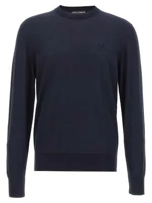 Dolce & Gabbana Embroidered Logo Silk Sweater - Blue