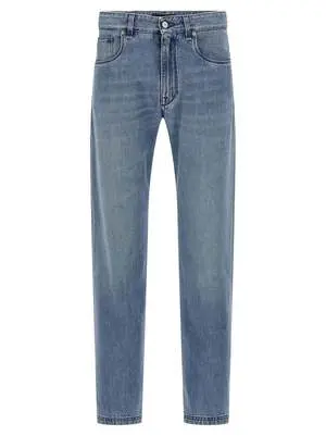 Fendi Stonewashed Cotton Denim Jeans - Blue