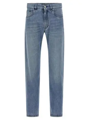 Fendi Stonewashed Cotton Denim Jeans - Blue