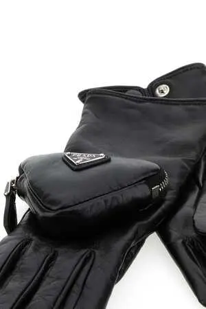 Prada Leather Gloves With Pouch Detail