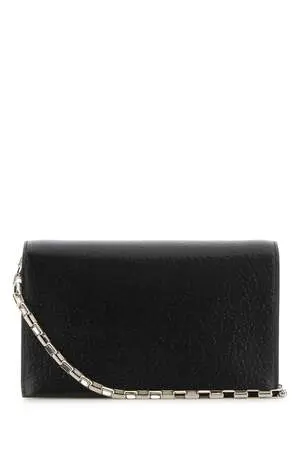 Alexander McQueen Lamb Leather Mini Clutch With Silver Tone Finishing - Black