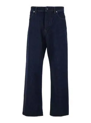 Stone Island Straight Leg Denim Jeans With Logo Patch - Multicolor