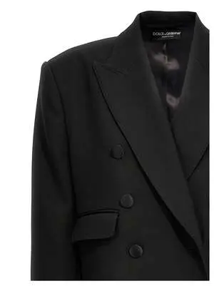 Dolce & Gabbana Long Double-breasted Wool Tuxedo Coat
