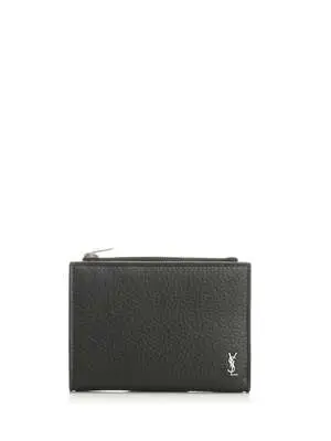 Saint Laurent Tiny Cassandre Bi-fold Wallet - Black