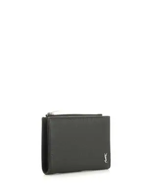Saint Laurent Tiny Cassandre Bi-fold Wallet - Black
