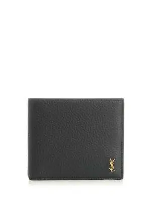 Saint Laurent Leather Bifold Wallet - Blue