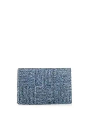 Bottega Veneta Cassette Card Holder In Denim - Blue
